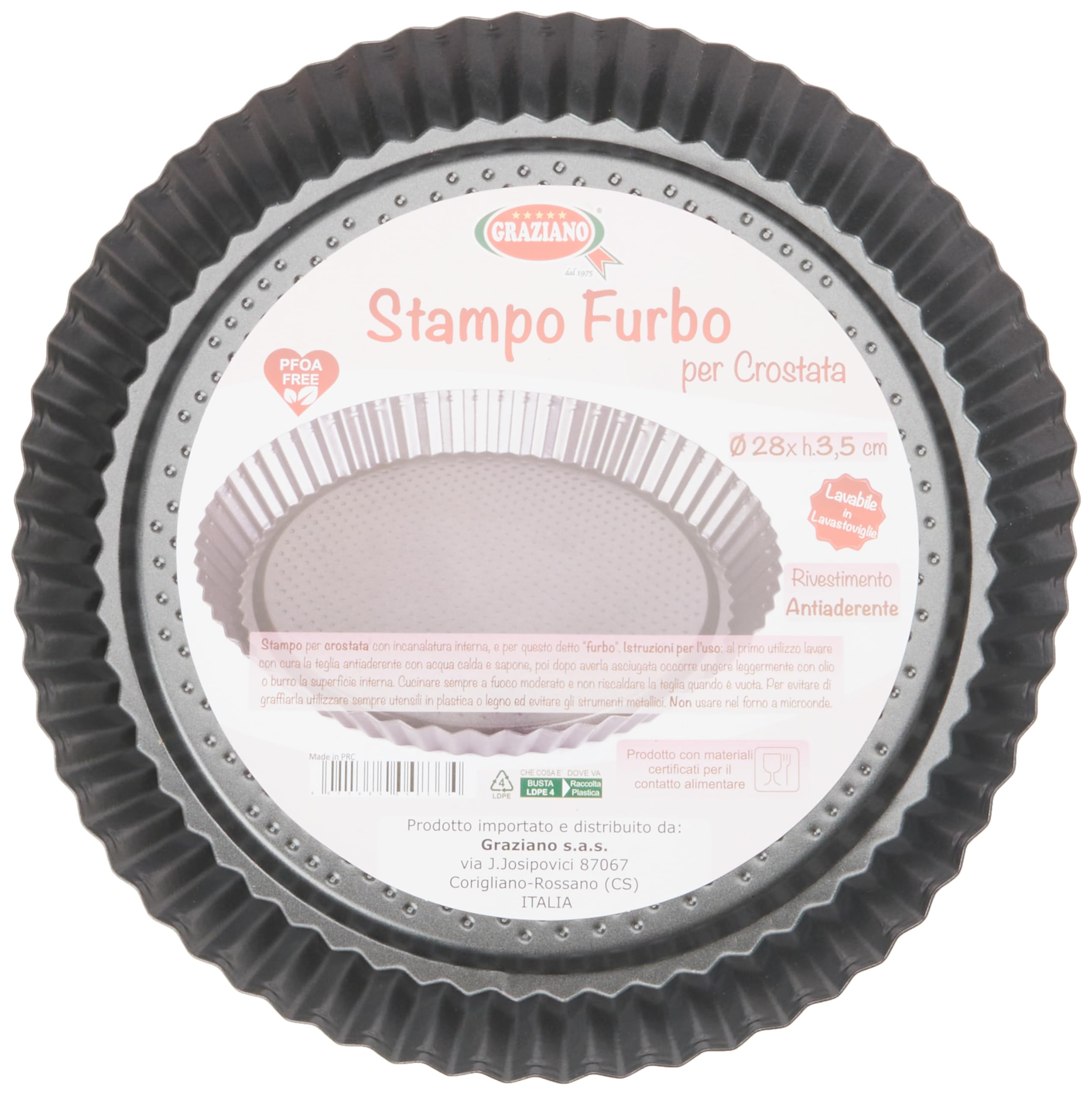 Graziano, Stampo Furbo per Crostata, Realizzato in Acciaio al Carbonio ...
