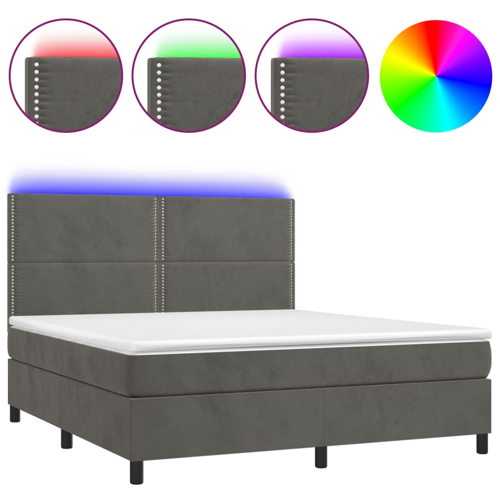 Lit Double | Lit Adulte | Sommier à lattes de lit matelas et LED Gris ...