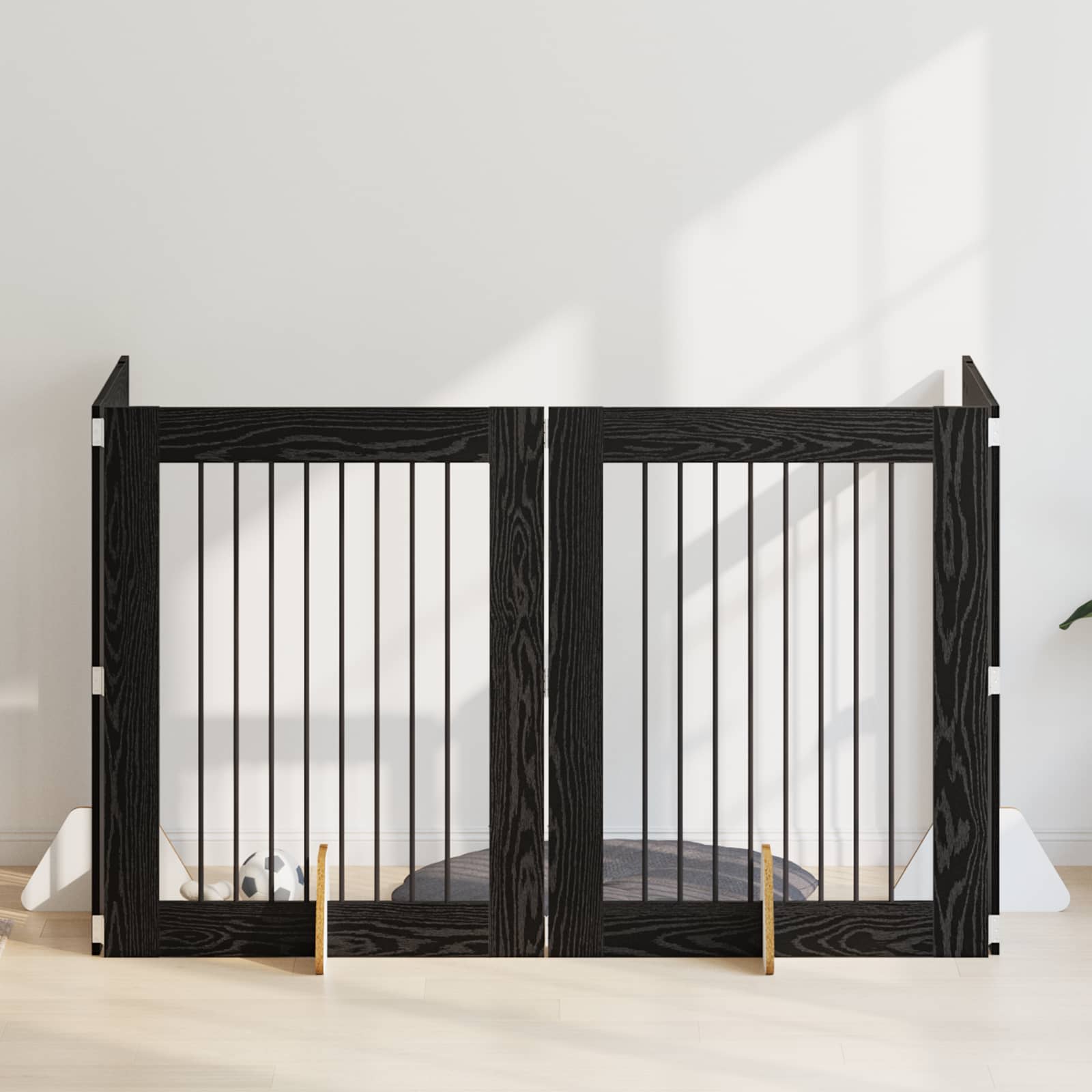 Puerta para perros plegable con soportes 4 pcs Roble Negro | Leroy Merlin