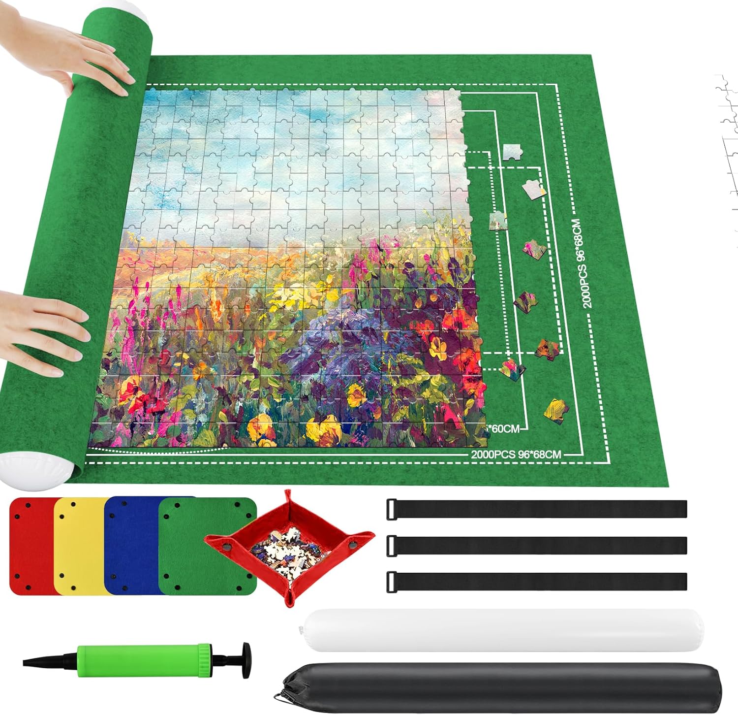 2000-piece puzzle roll mat, 47-inch x 31.5-inch portable felt puzzle ...