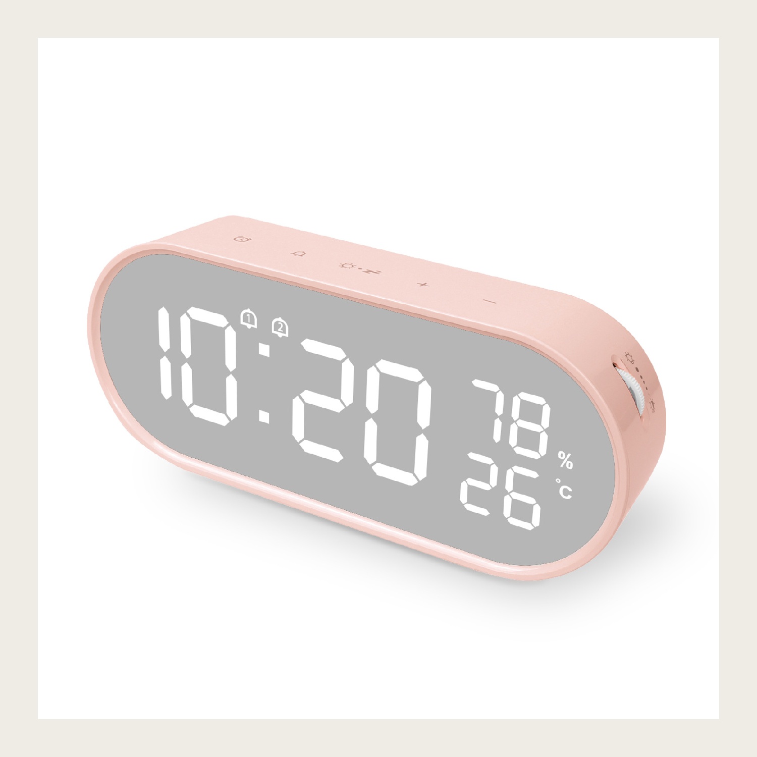 Horloge miroir avec alarme LED rose, double alarme tactile, température ...