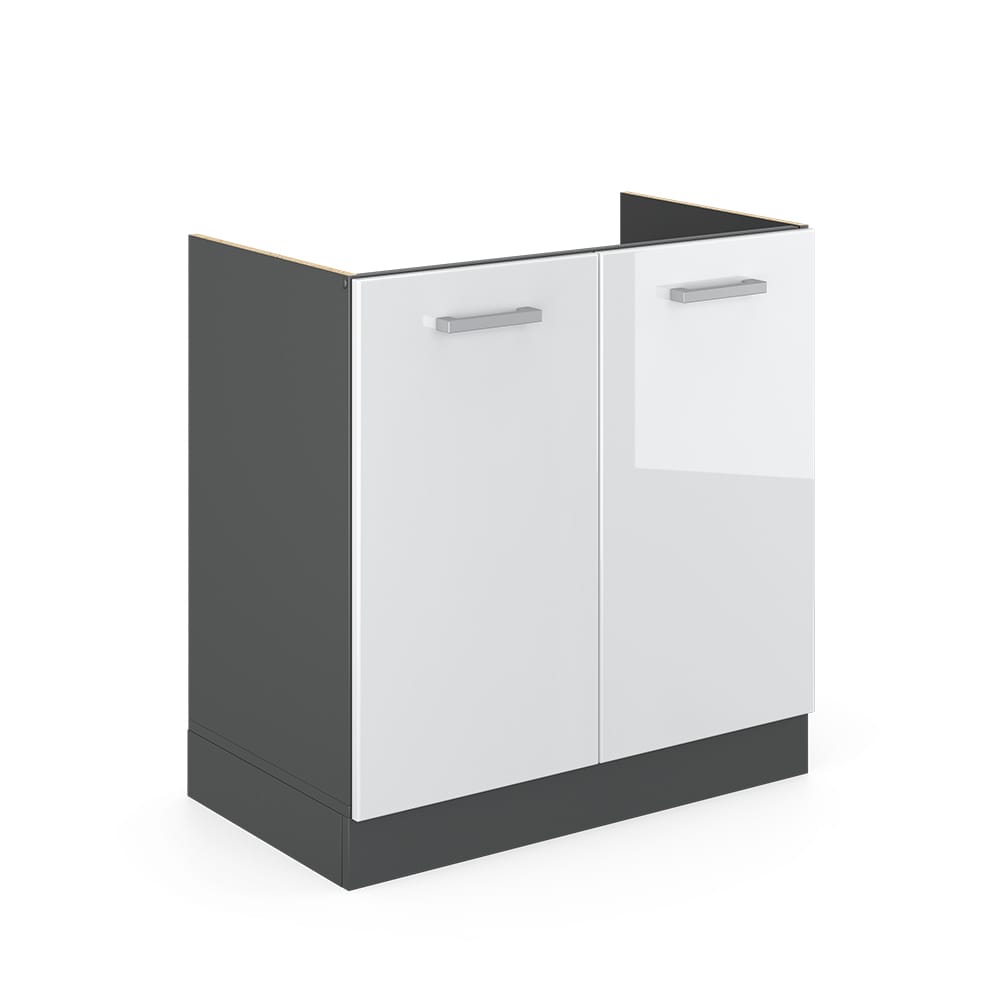Vicco Meuble Bas Sous évier R Line Blanc Haute Brillanceanthracite