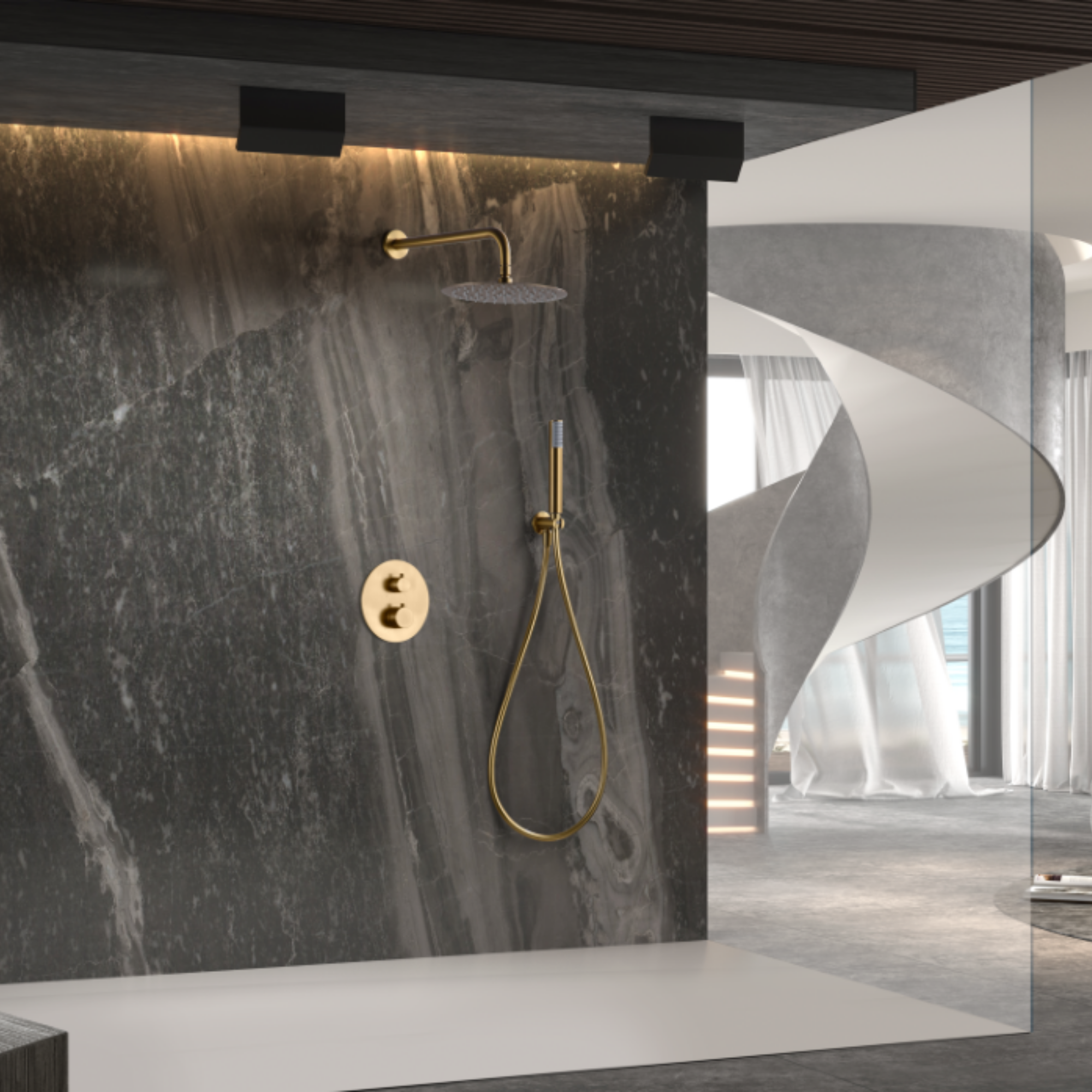 IMEX - Colonne de Douche Encastrée Thermostatique Salle de Bain Or ...