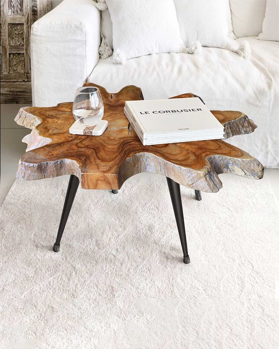 Stella - Table basse tronc en teck massif | Leroy Merlin