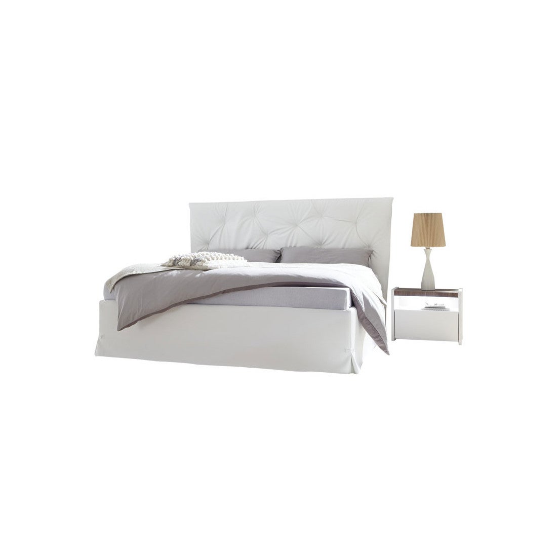 Cadre + Tête de lit 180*200 cm Simili cuir Blanc - ANIECE n°2 | Leroy ...