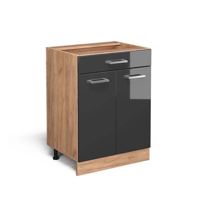 Vicco Meuble Cuisine R Line Anthracite Haute Brillance 60cm Avec