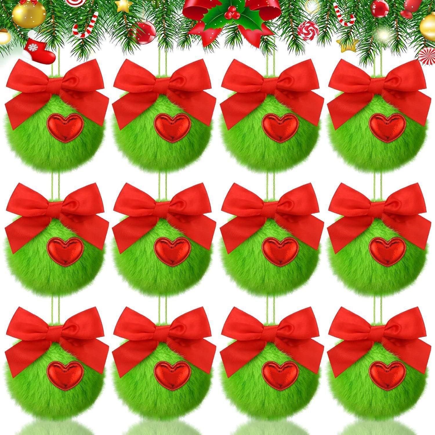 12 pièces de décorations de Noël faites à la main, tentures pompons ...
