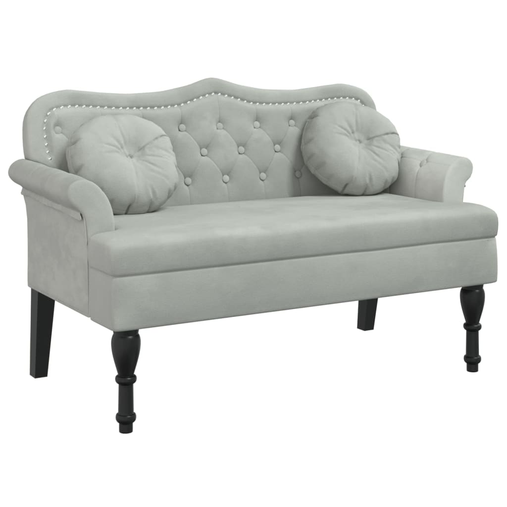 Banc avec coussins en velours gris clair 120,5x65x75 cm | Leroy Merlin
