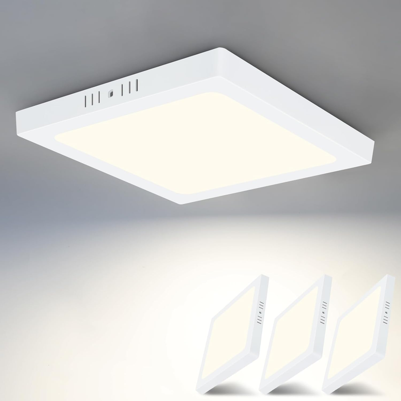 ZMH Plafones LED - Set de 3 placas rectangulares 18W (23x23 cm) - Luz ...