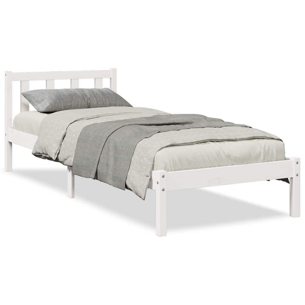 Lit extra long sans matelas en bois de pin massif blanc 80x210 cm ...