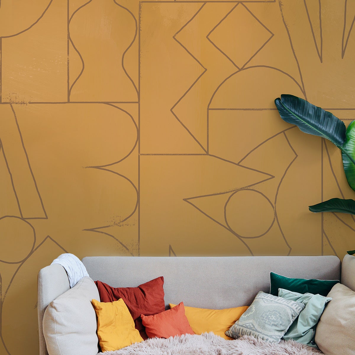 Papier peint panoramique Fragments, Jaune 510 x 250cm | Leroy Merlin