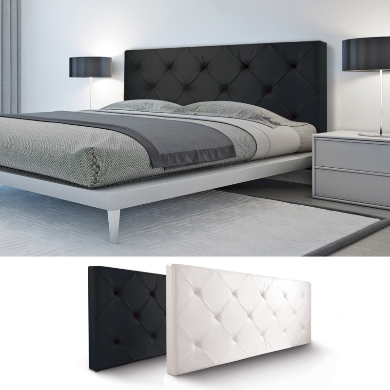 Tête de lit suspendue EVA pour lit 140 et 160 cm capitonnée en PVC noir ...