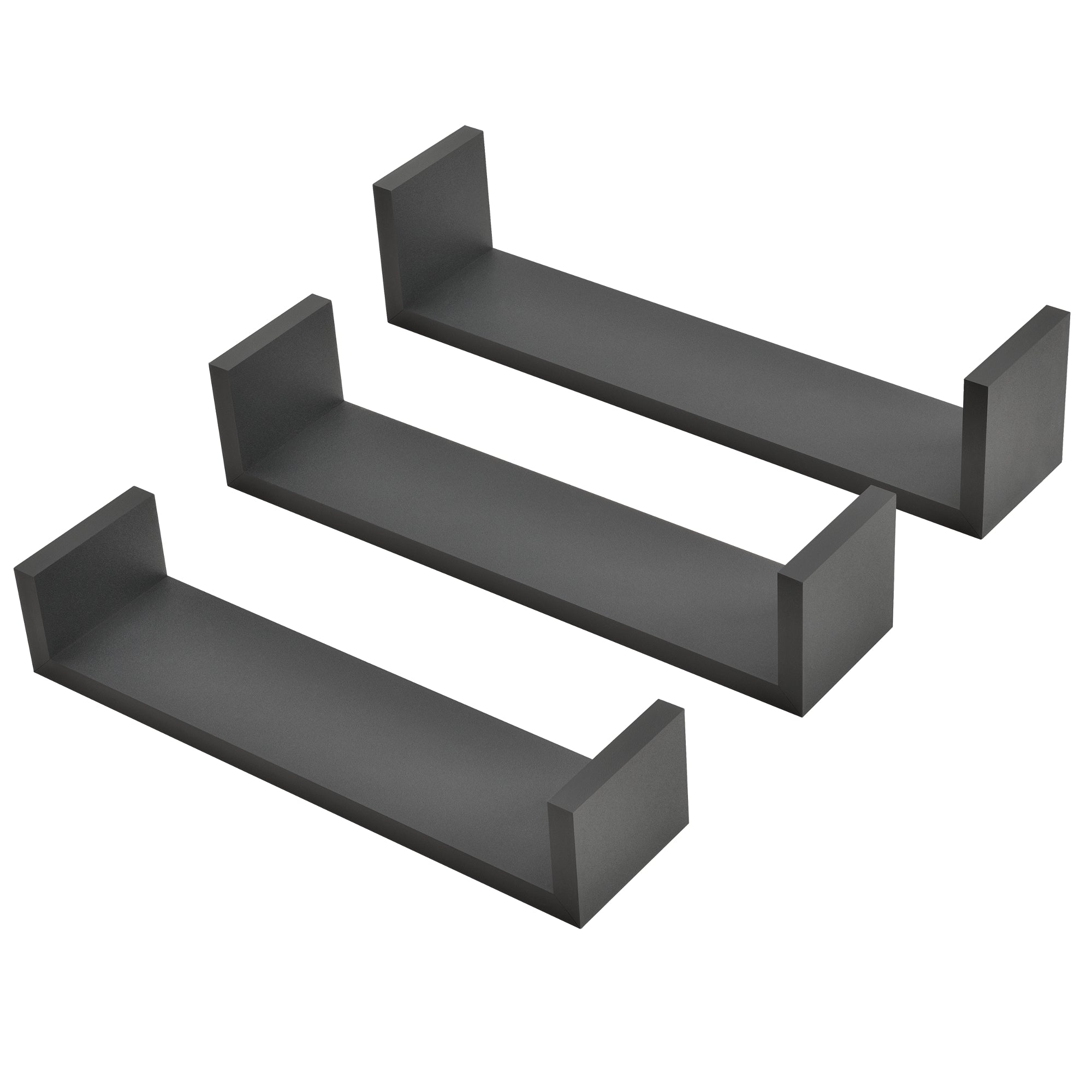 Lot de 3 étagères murale design rétro gris foncé 03_0001763 | Leroy Merlin