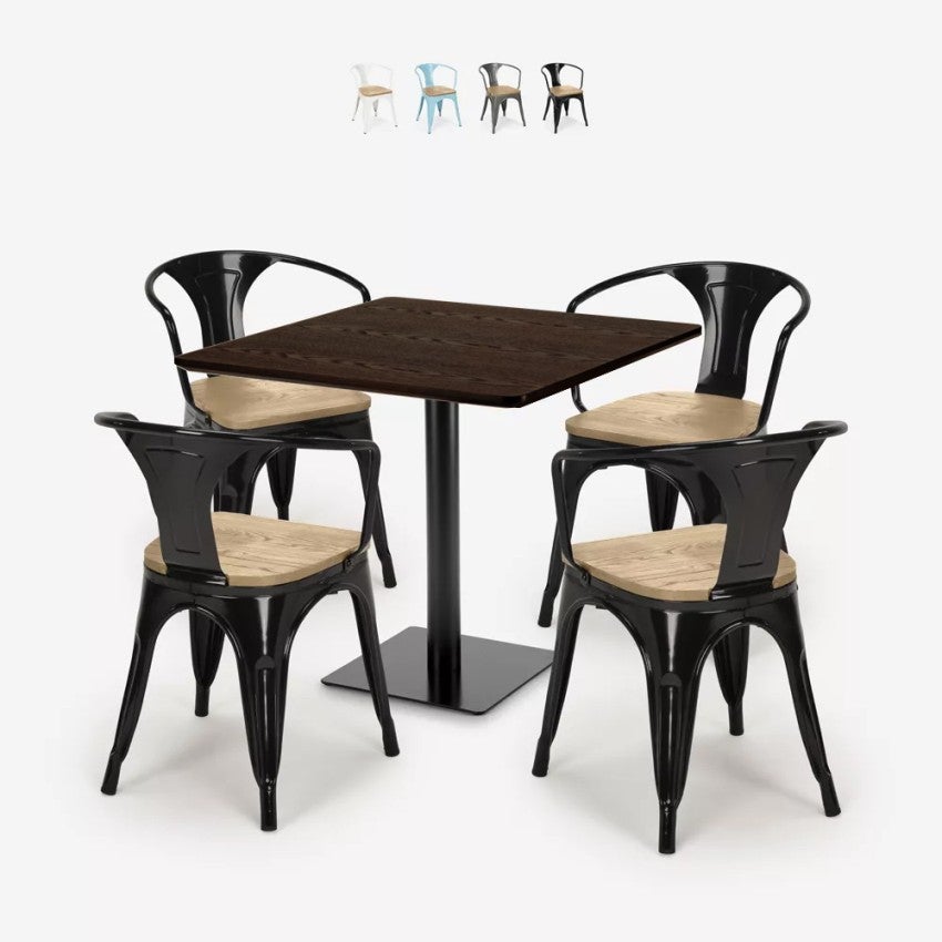 Ensemble table horeca 90x90cm bar restaurant et 4 chaises style dunmore ...