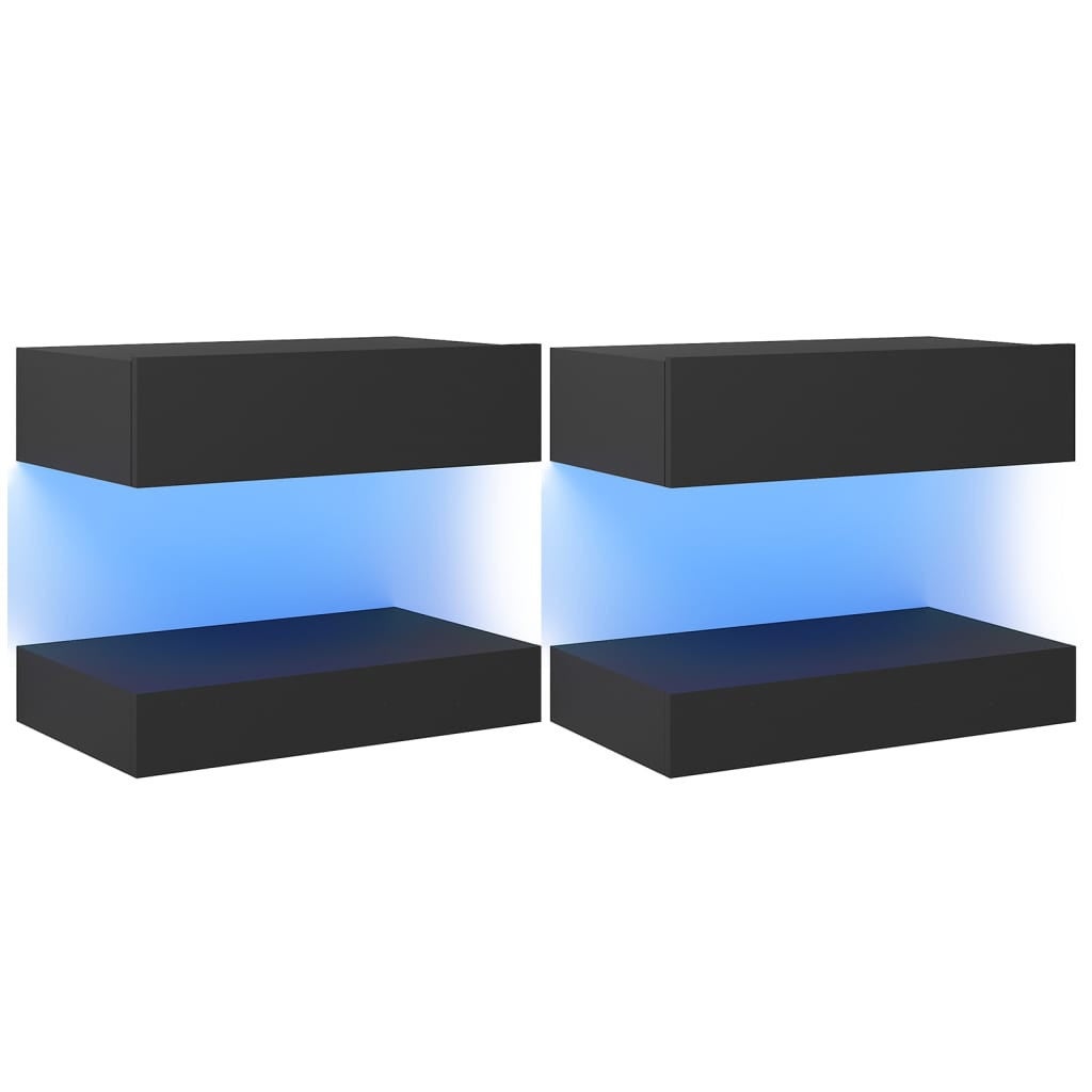 Meubles TV avec lumières LED 2 pcs Gris 60x35 cm | Leroy Merlin