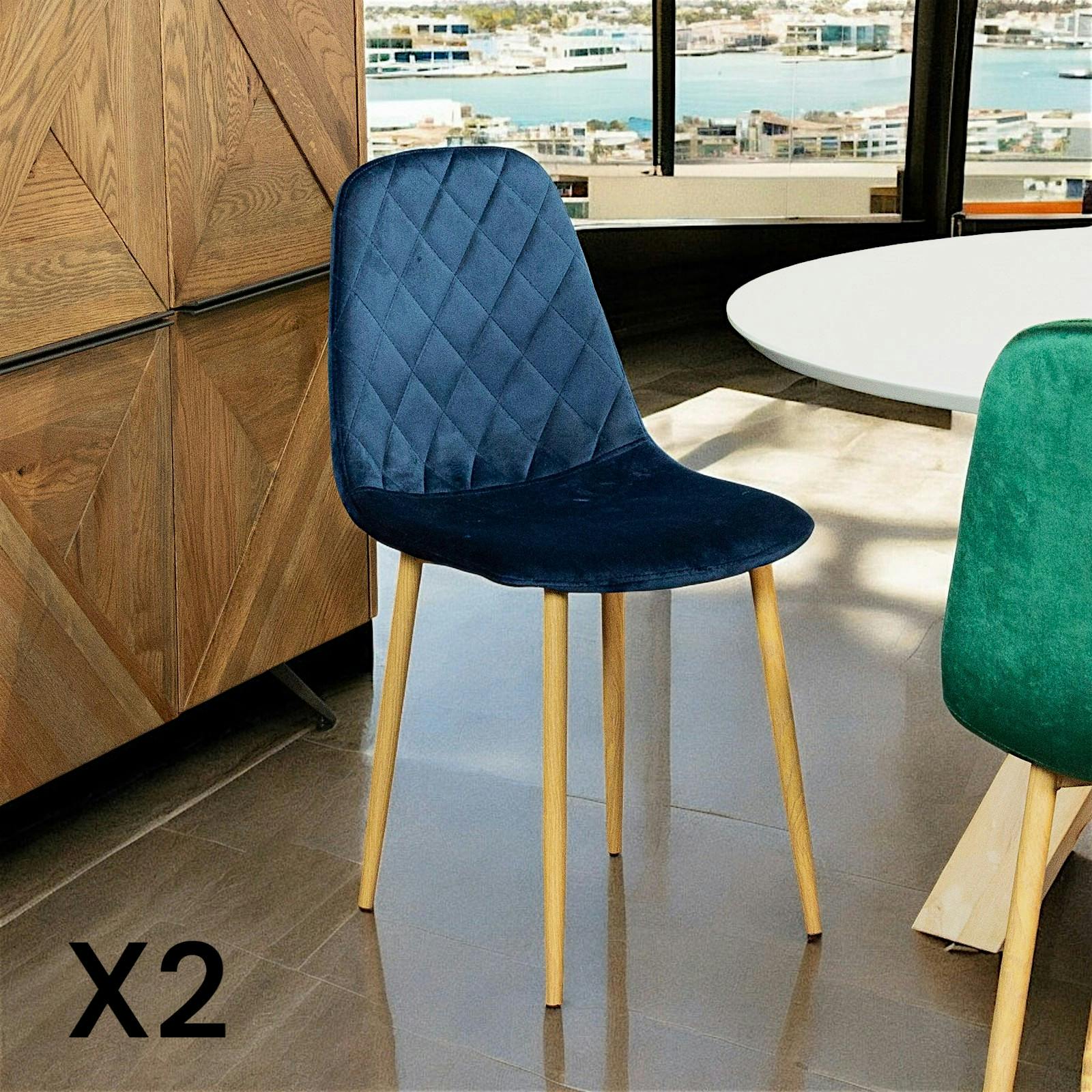 Chaise velours bleu (lot de 2) HAWAI | Leroy Merlin