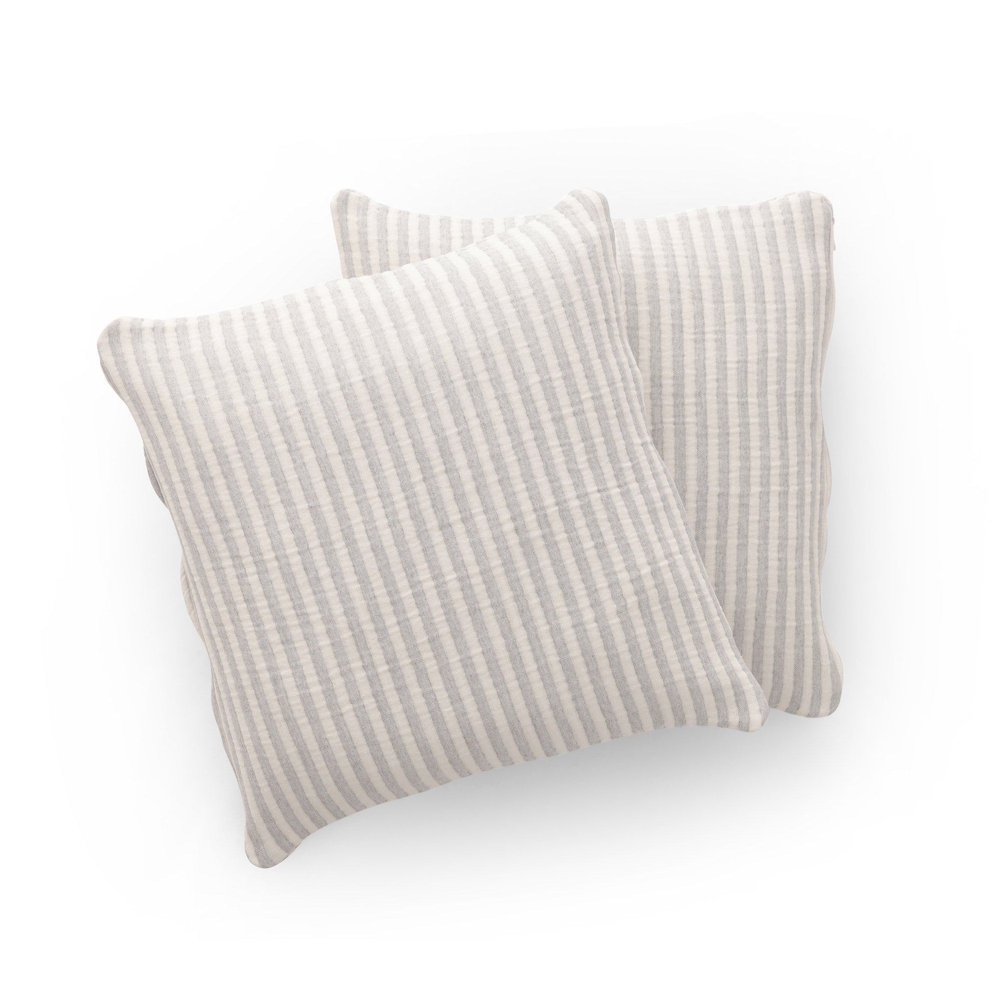 Lot de 2 housses de coussin coton à rayures gris clair 45x45 cm - Nisa ...