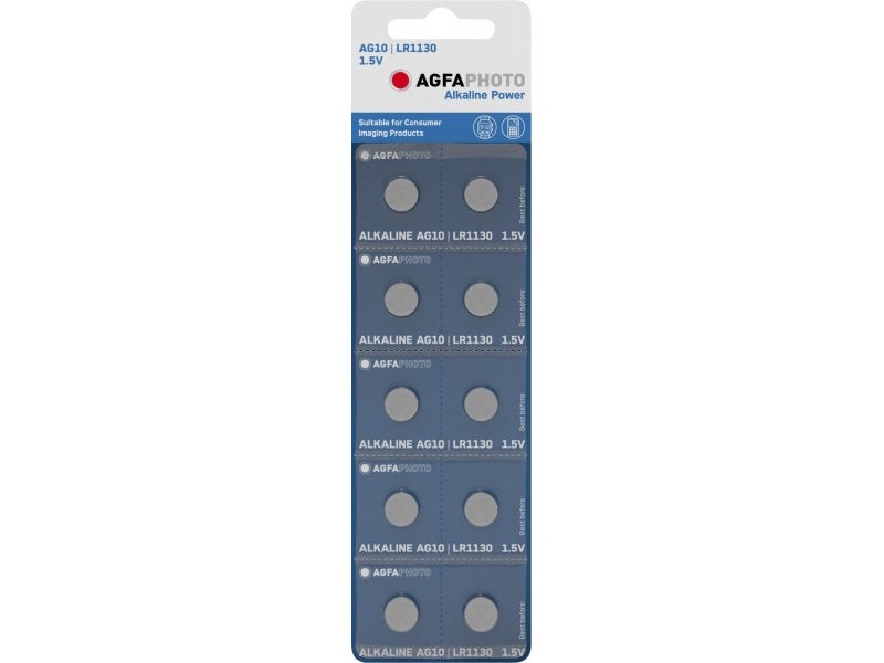 AGFAPHOTO Batteria a bottone alcalina LR54/LR1130 V10GA AG10 (10 pacchi ...