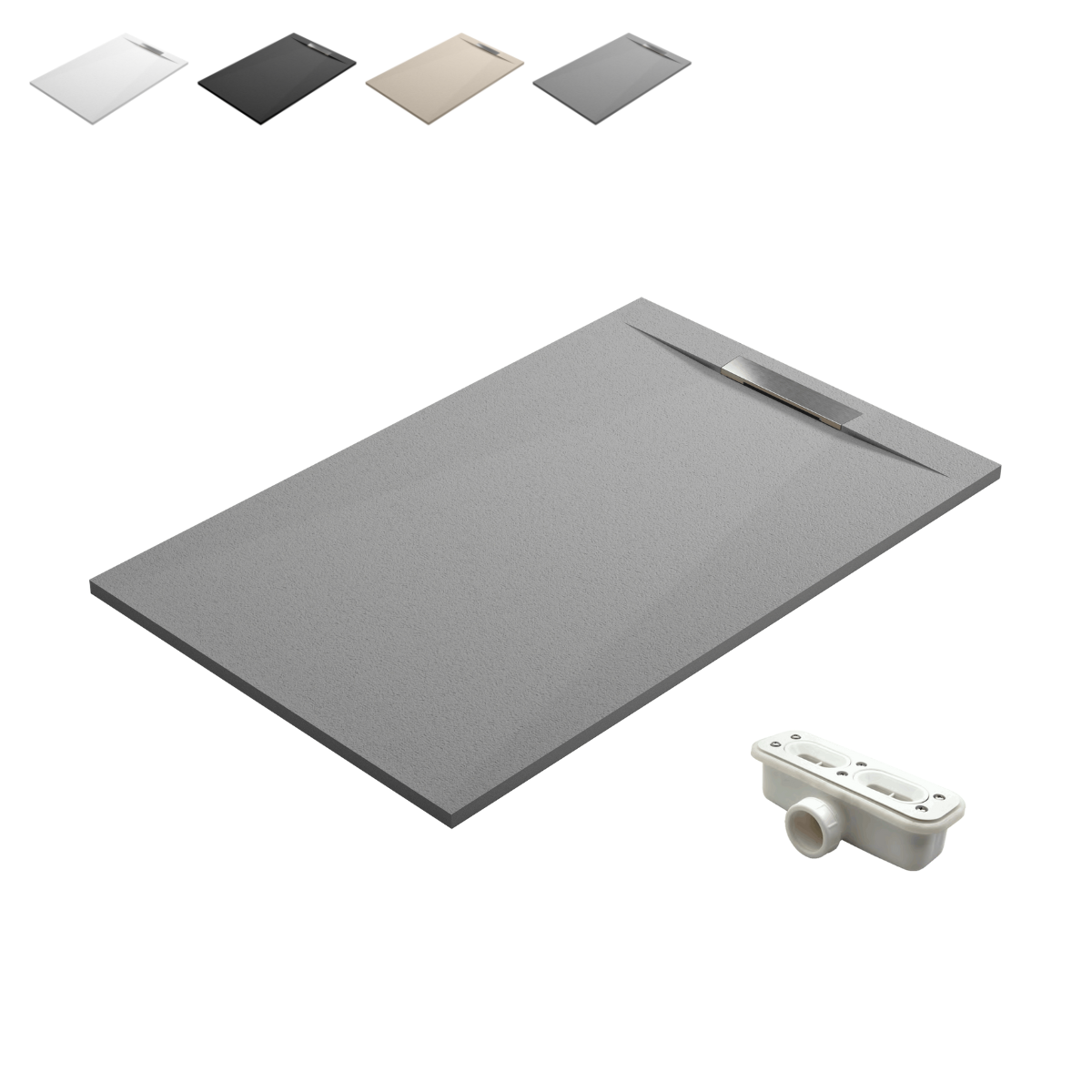 Plato de Ducha de Resina Antideslizante con Valvula y Rejilla Oculta ...