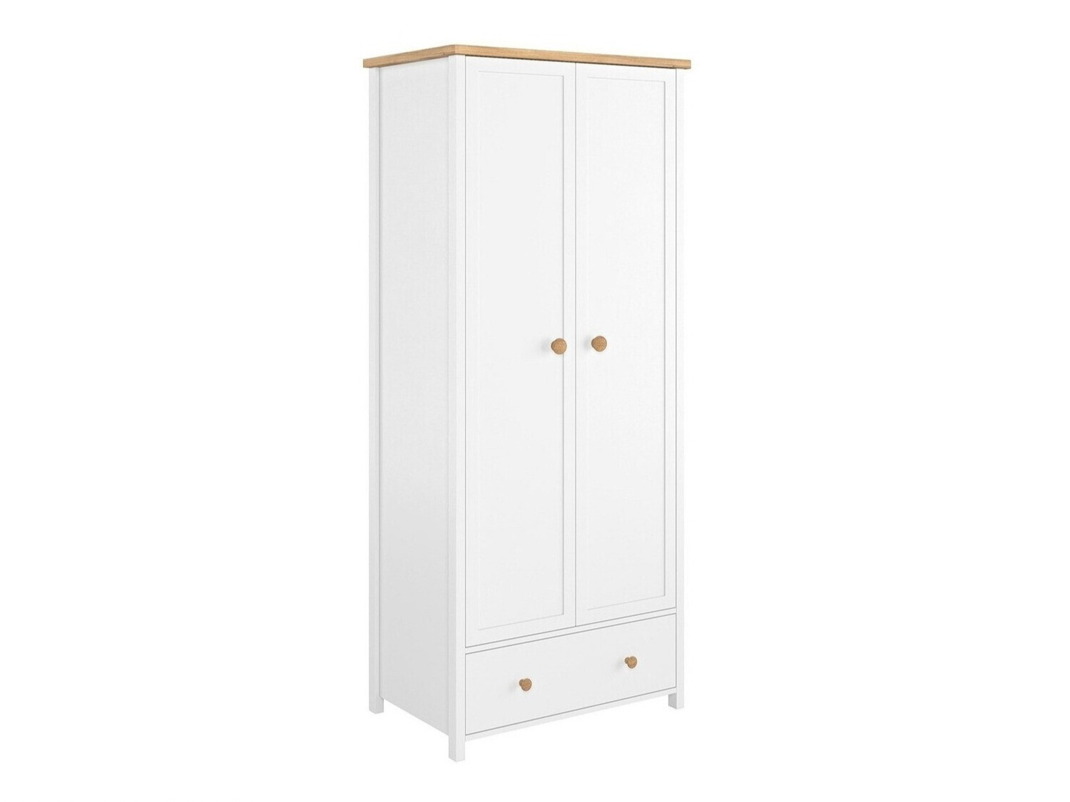Armoire Fresno F129, Chêne, Blanc, 187x85x52cm, Wardrobe doors: Avec ...