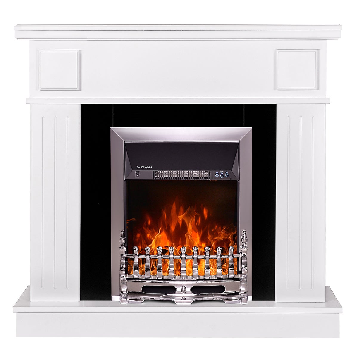 Cheminée électrique argentée Oscar & Galileo, Art Flame, 997 x 1034 x ...