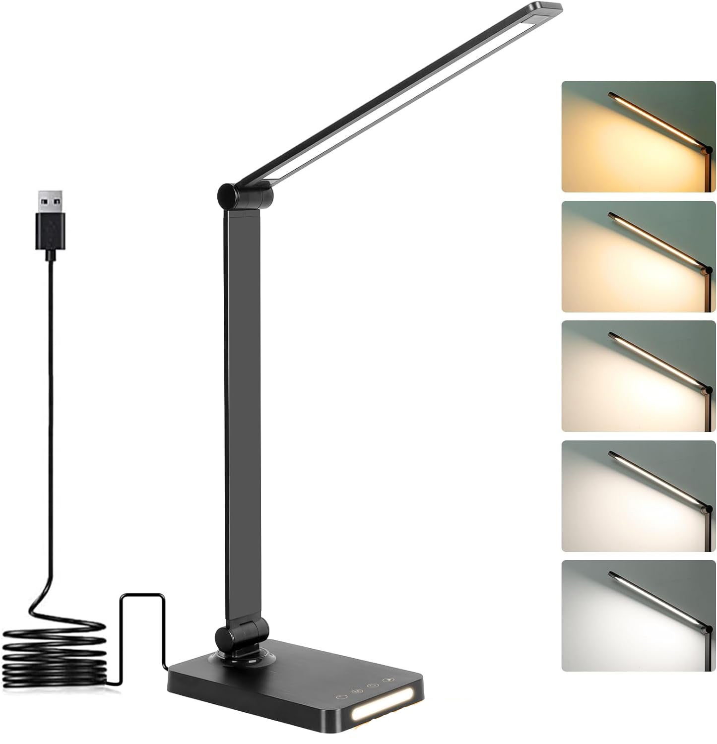NICOLA Lampe de bureau, lampe de bureau LED dimmable, 5 températures de ...