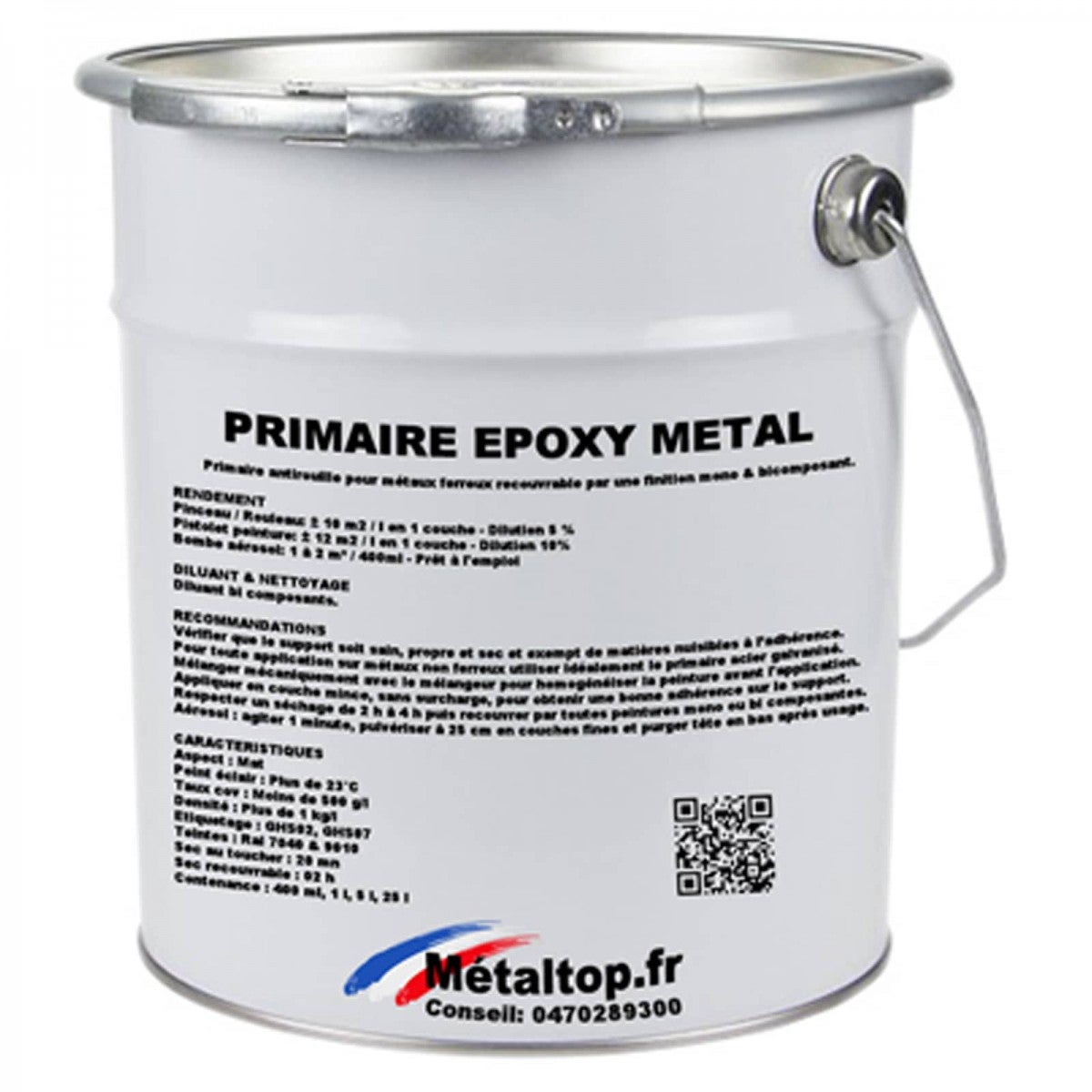 Primaire Epoxy Metal - Metaltop - Blanc pur - RAL 9010 - Pot 15L ...
