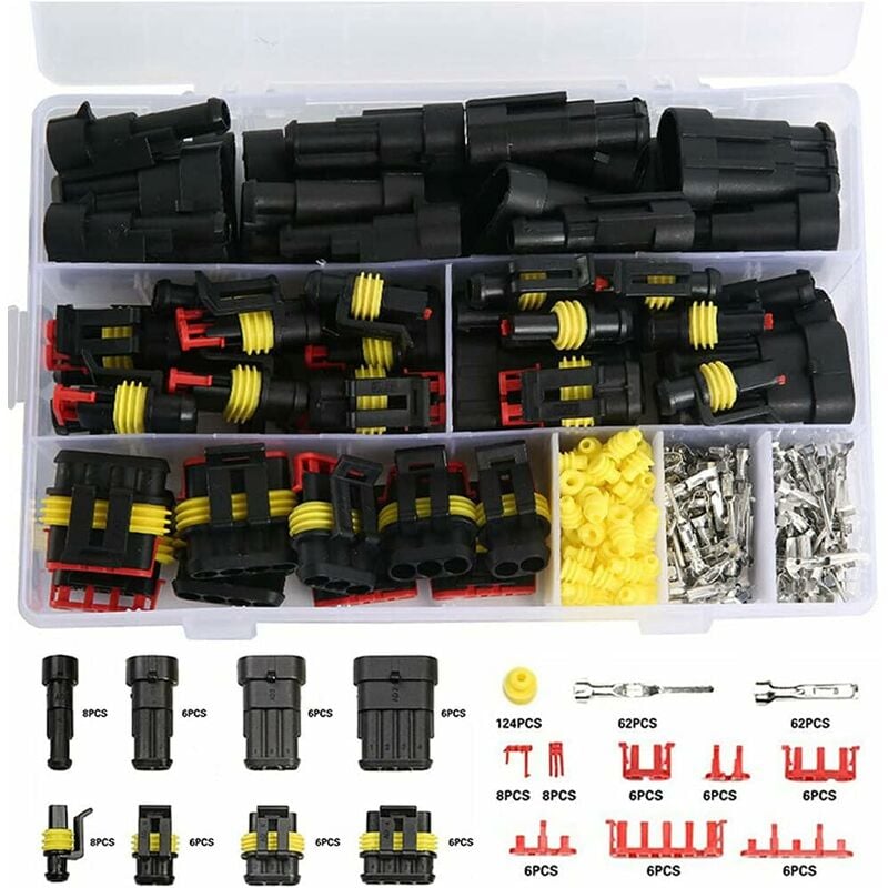 Kit de 352 Terminales Eléctricos Impermeables de 1-4 Pines, Conectores ...