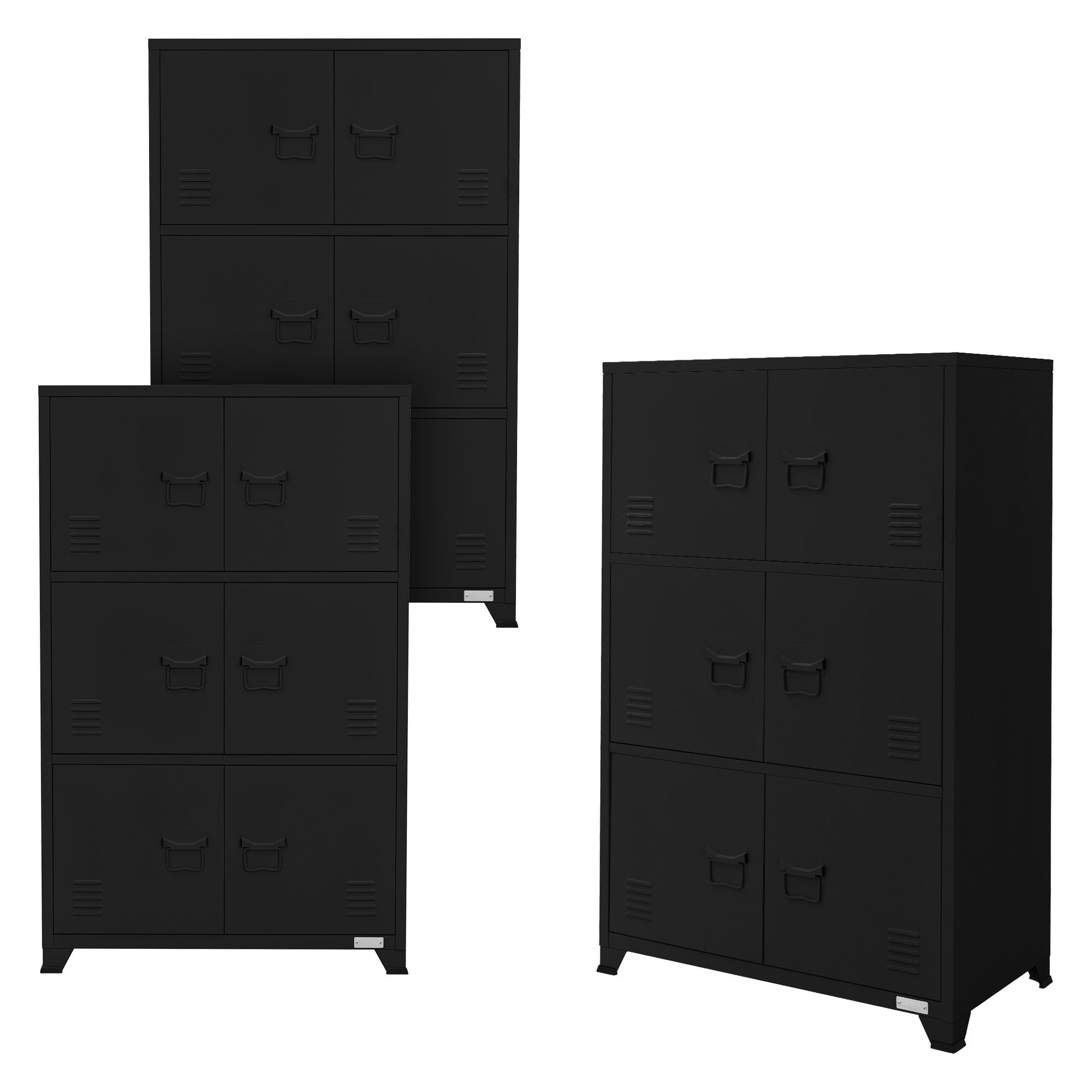 Lot de 3 armoires de bureau Armoire de classement Armoire en acier avec ...