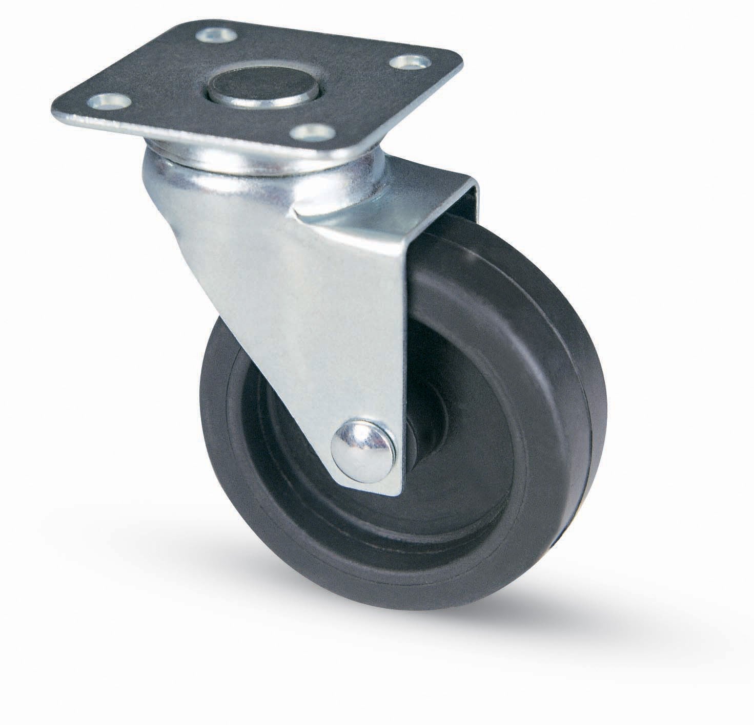 ROUE MOBILE D 50 MM CAOUTCHOUC 220 AVEC PLAQUE** | Bricoman