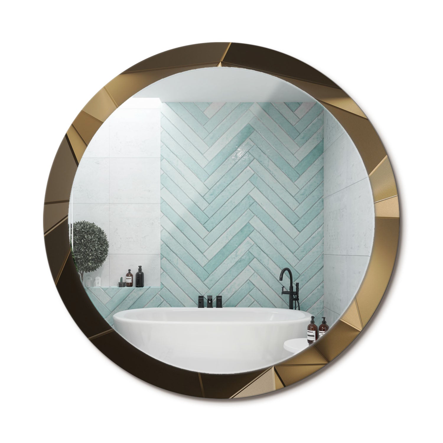 Specchio murale di design contemporaneo con cornice in vetro stampata ...