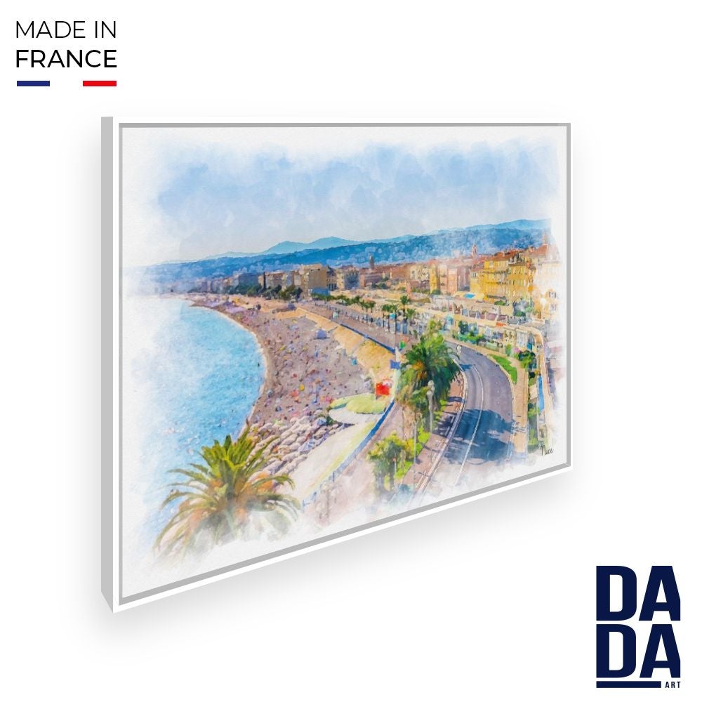 Tableau Promenade de Nice / 45x60cm / Cadre Blanc / Fabriqué en France ...