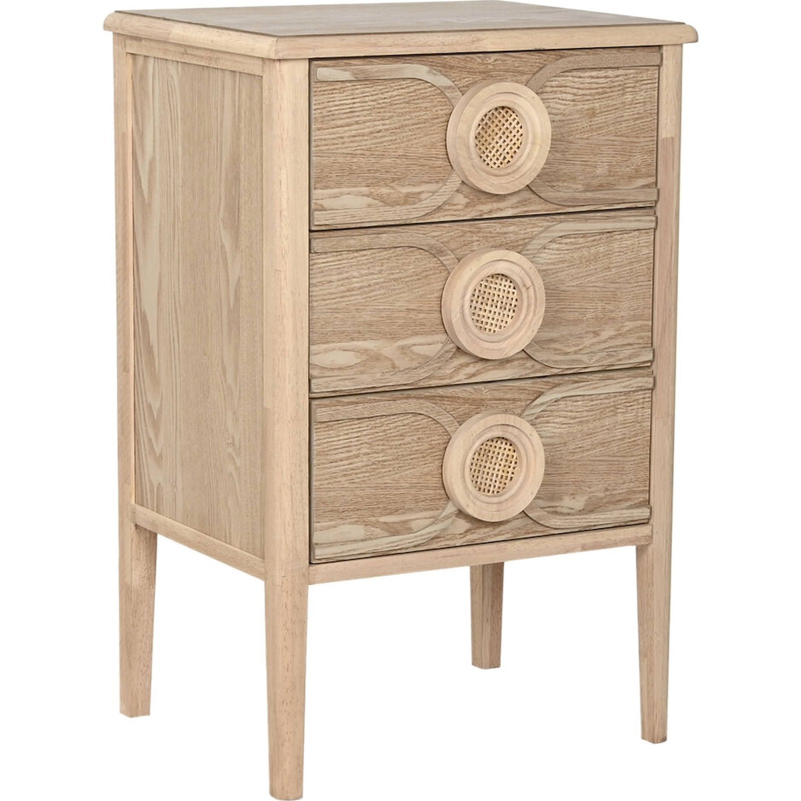 Table de chevet romantique en bois naturel avec trois tiroirs 45 x 35 x ...