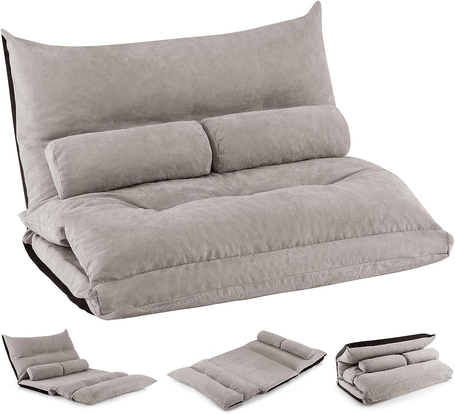 Sofá Cama Plegable de Suelo, Sofá Cama 3 en 1 con 2 Almohadas Lumbares ...