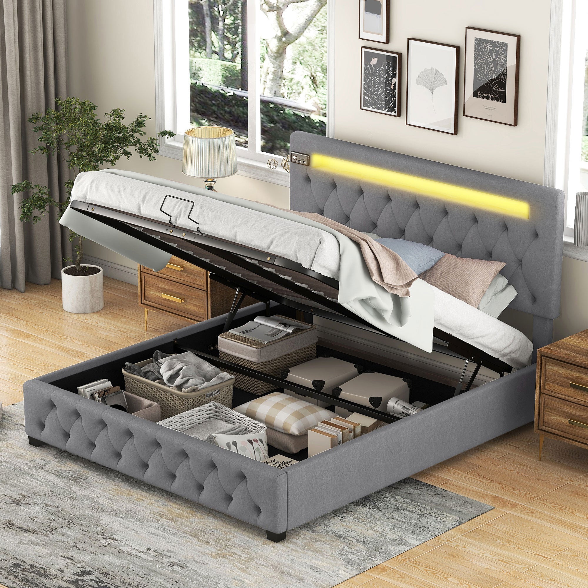 Cama doble, cama tapizada, cama familiar,reproductor Bluetooth e ...