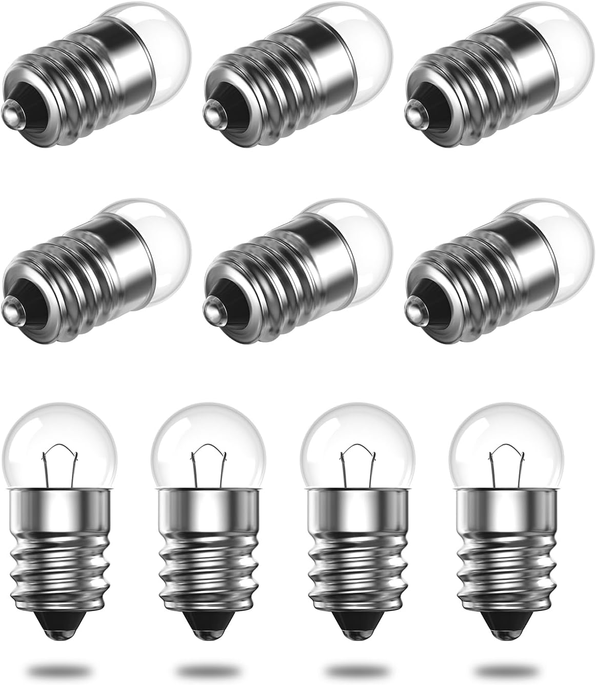 Paquete de 10 mini bombillas E10 de 2,5 V, 0,5 A y 1 W con base de ...