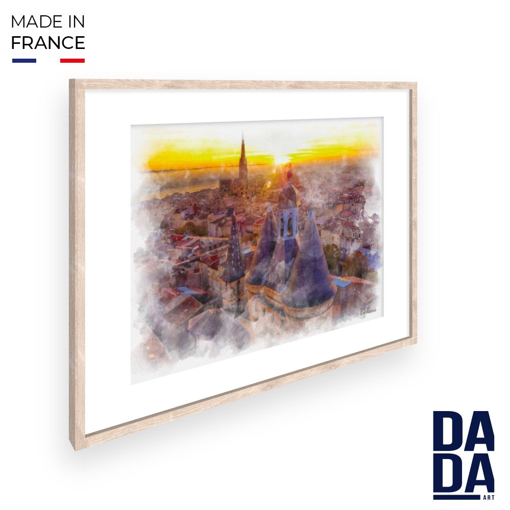 Image encadrée Vue de Bordeaux / 40x50 cm / Cadre Effet naturel ...