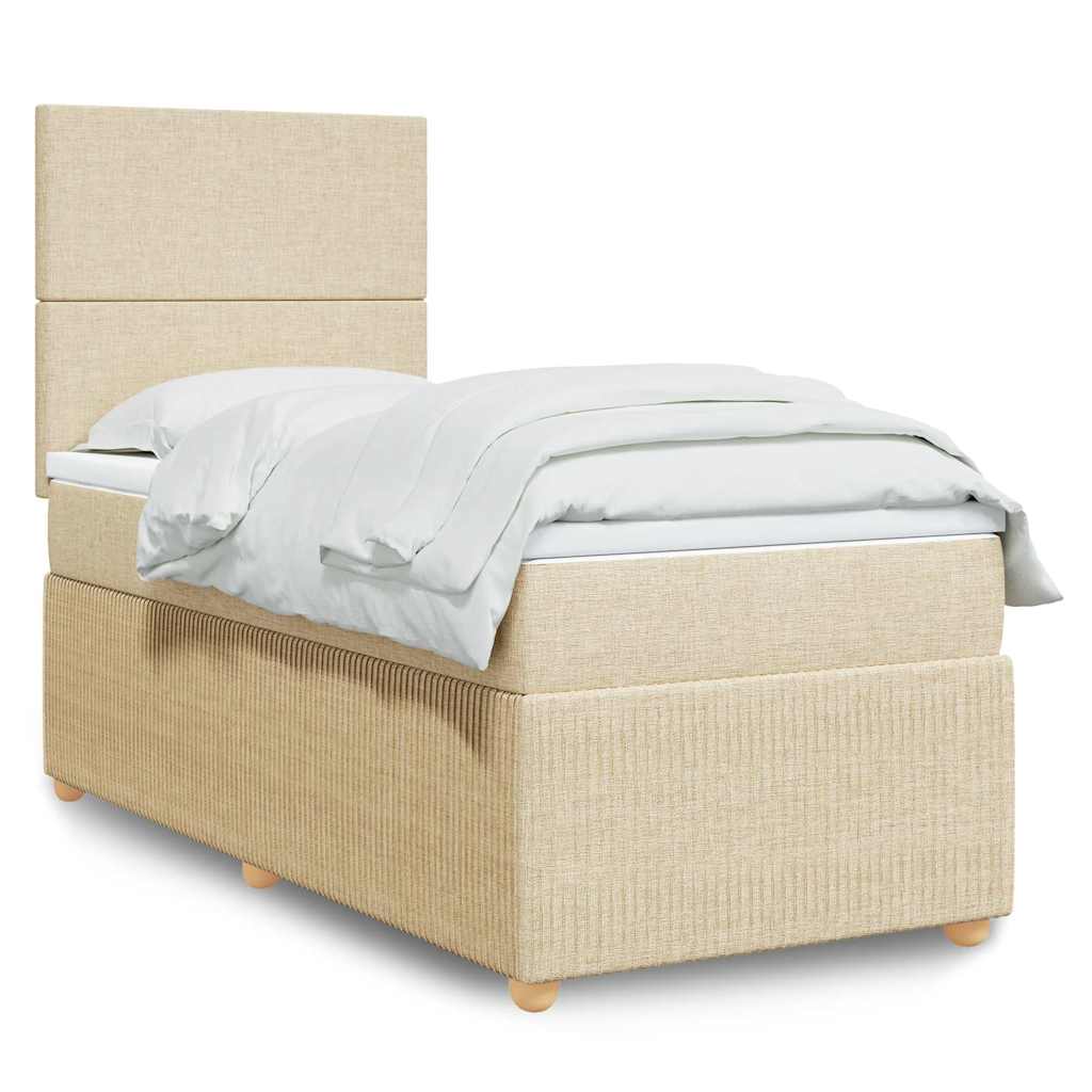 Cama box spring con colchón tela color crema 100x200 cm | Leroy Merlin