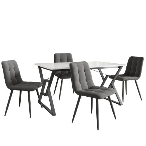 Set da pranzo (5 pezzi), tavolo da pranzo di 119x70cm con 4 sedie ...