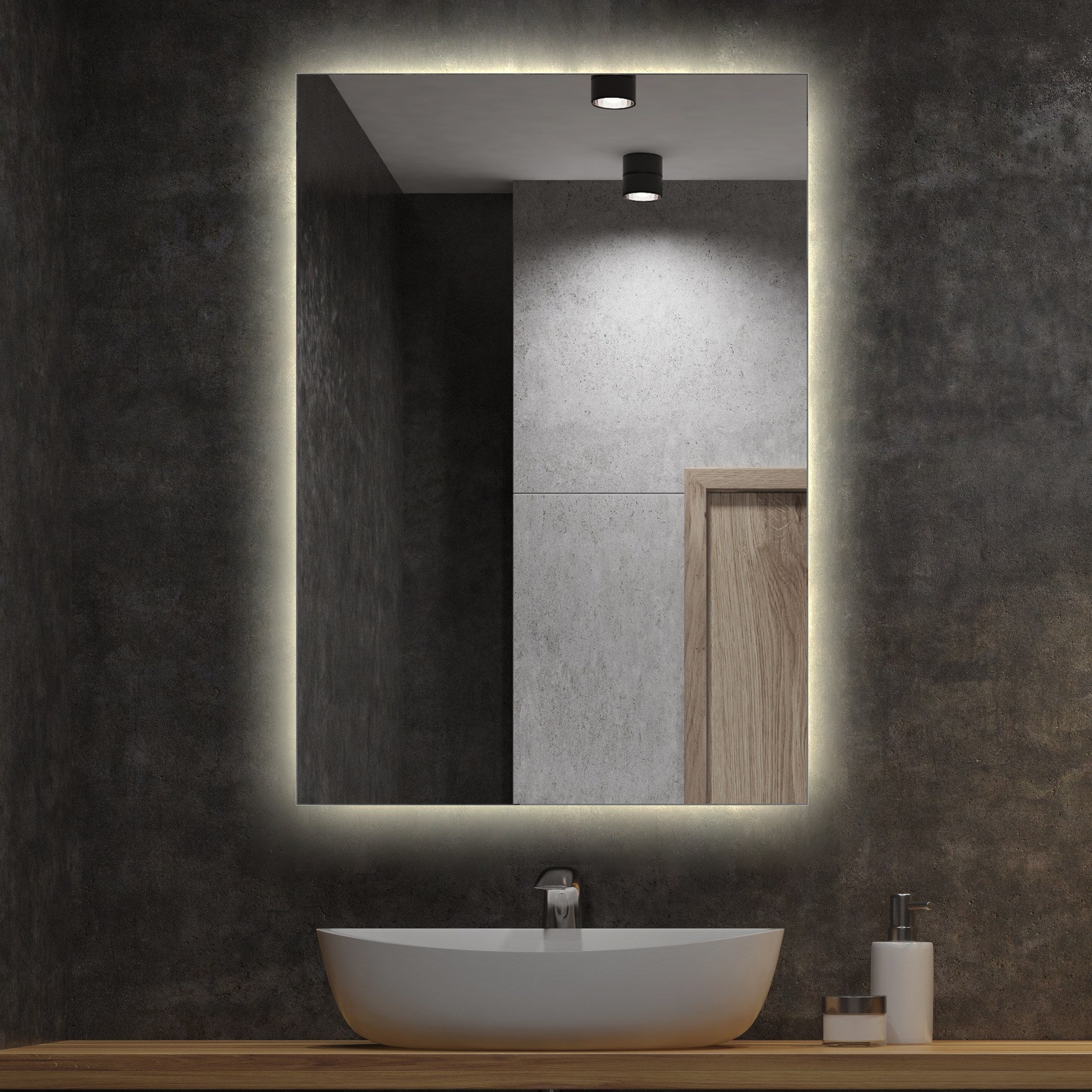 Espejo de baño iluminado LED Glamour 70 cm x 50 cm luz cálida | Leroy ...