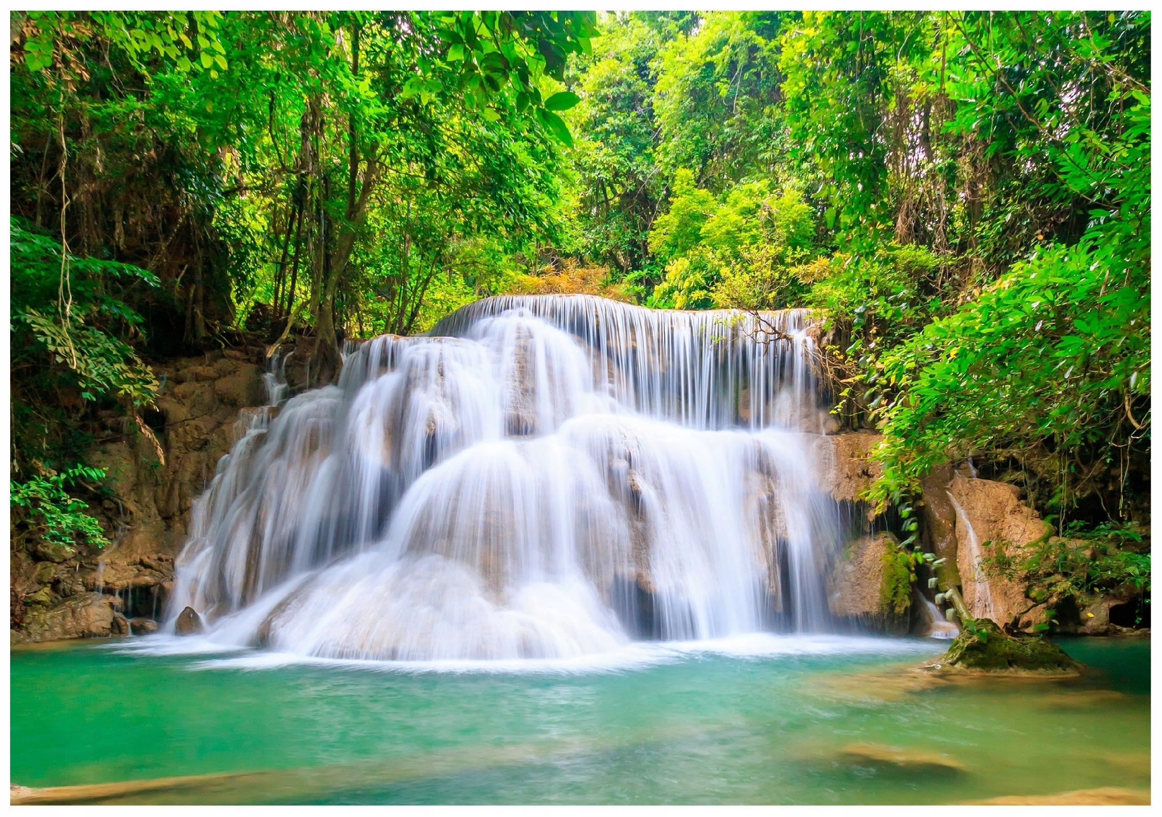 Papier Peint Intissé Panoramique Chute d'eau Nature Forêt 300x210 cm - Colle Inclus - Chambre et ...