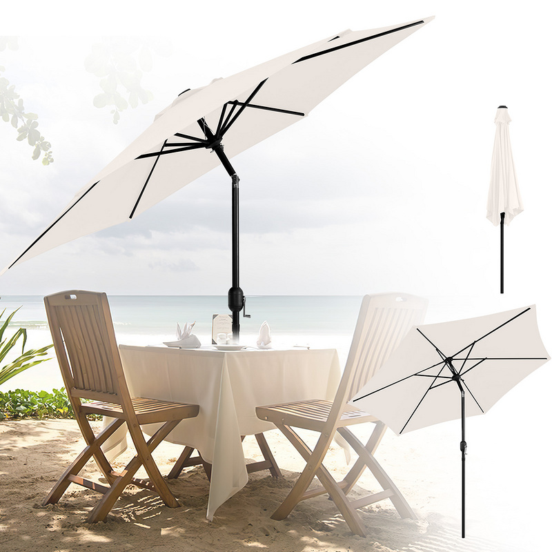 Sombrilla Manivelle Plegable Sombrilla de playa Beige Sombrilla de ...