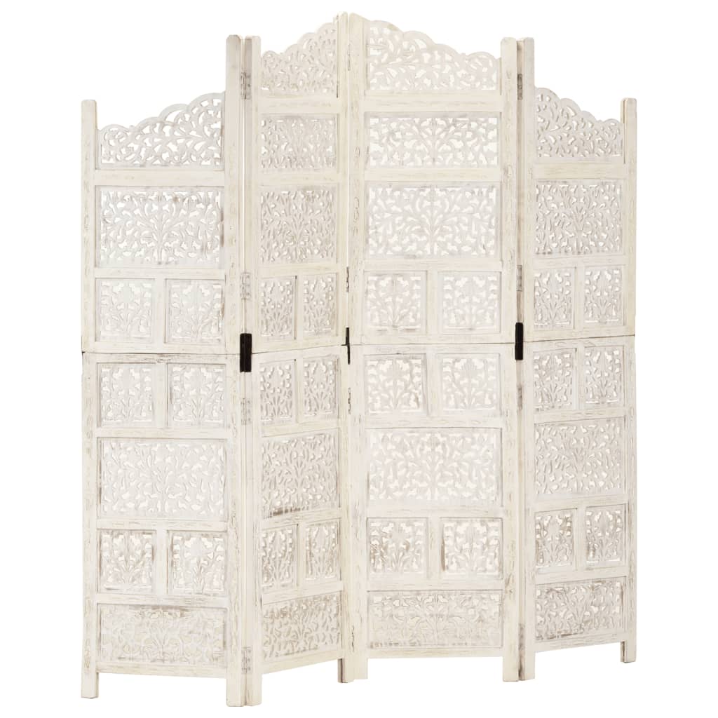 Tabique 4 paneles Blanco 160x165 cm Madera de mango | Leroy Merlin