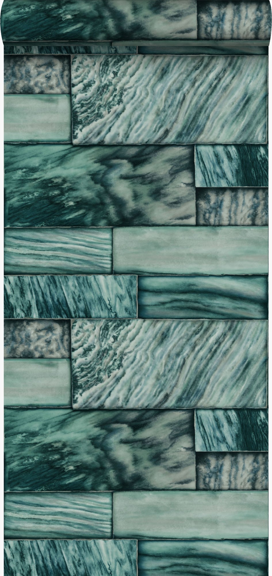 Papier peint pierres de marbre vert émeraude - 53 cm x 10.05 m - Origin ...