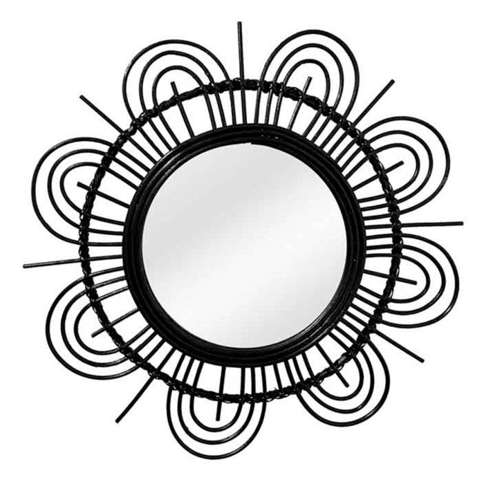 Miroir Mural Design en Rotin "Aina" 51cm Noir | Leroy Merlin