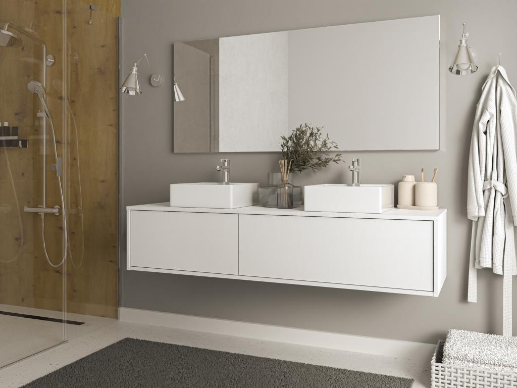 Mobile sotto lavabo sospeso L150 cm Bianco - ISAURE II | Leroy Merlin