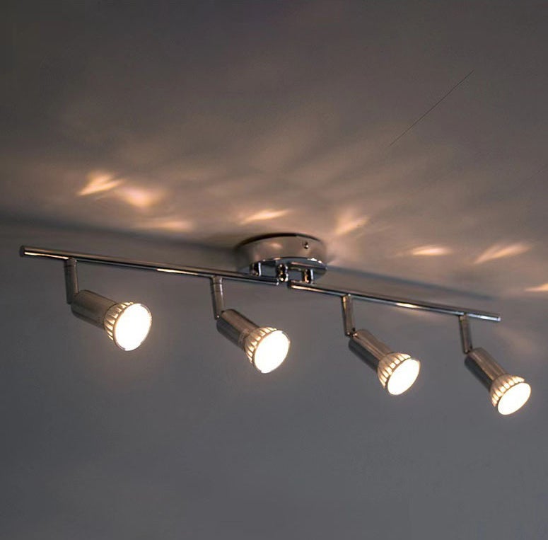 Focos de techo para cocina y sala de estar de 4 vías, cromo giratorio de 330° Lámpara de techo ...