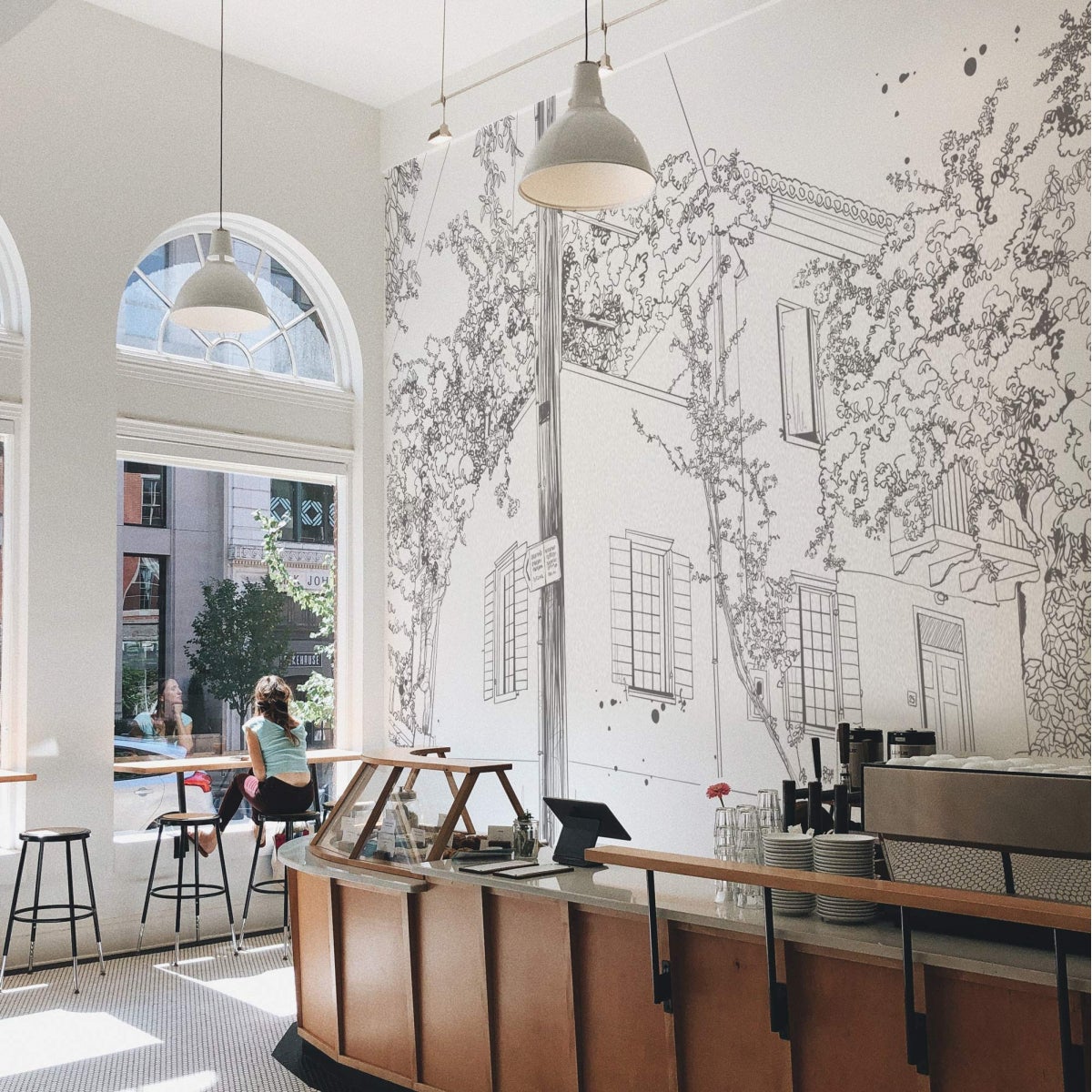 Papel pintado panorámico Pueblo tradicional floreado Gris 300x250cm ...