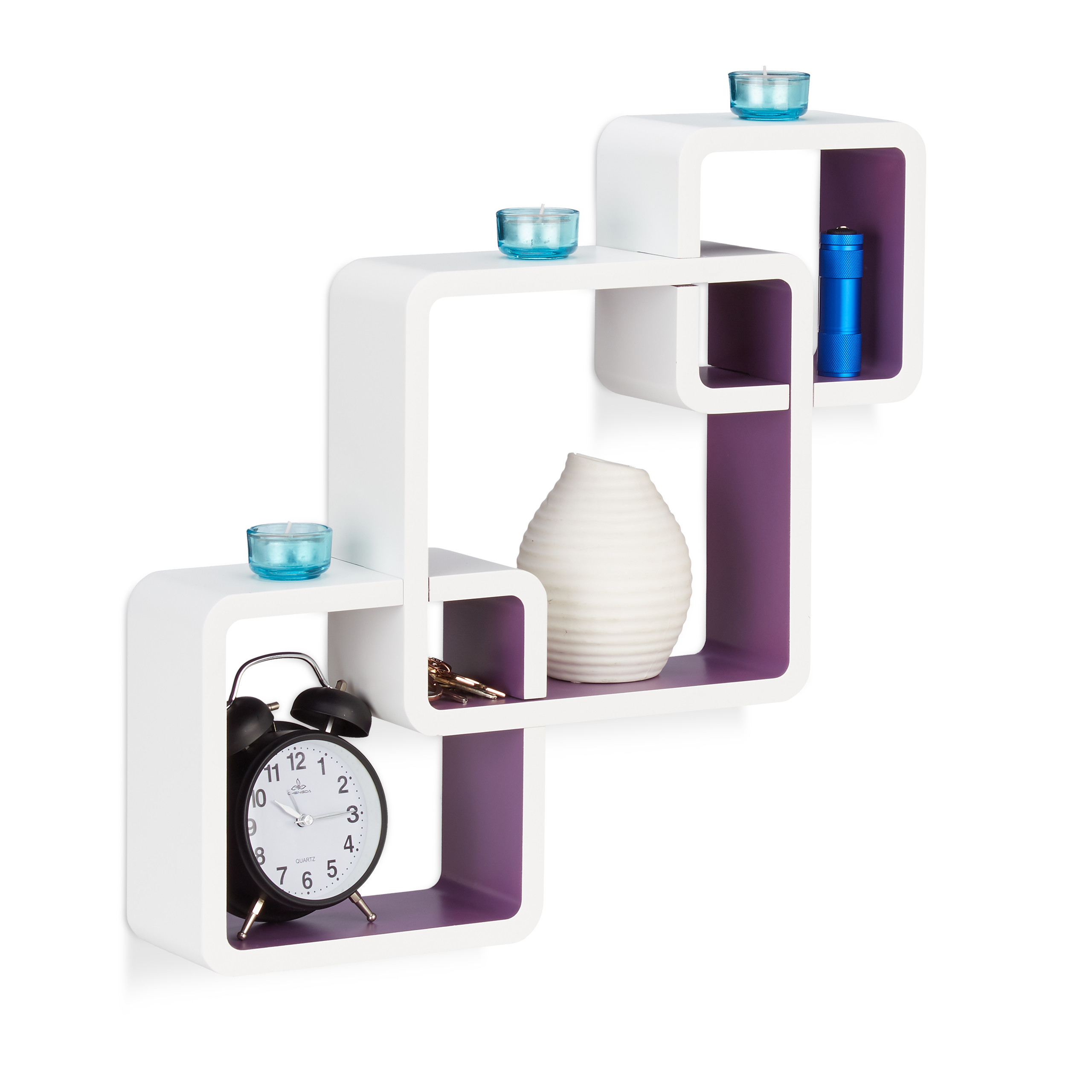 Relaxdays Étagère cube carré tablette flottante murale 3 cubes en MDF ...