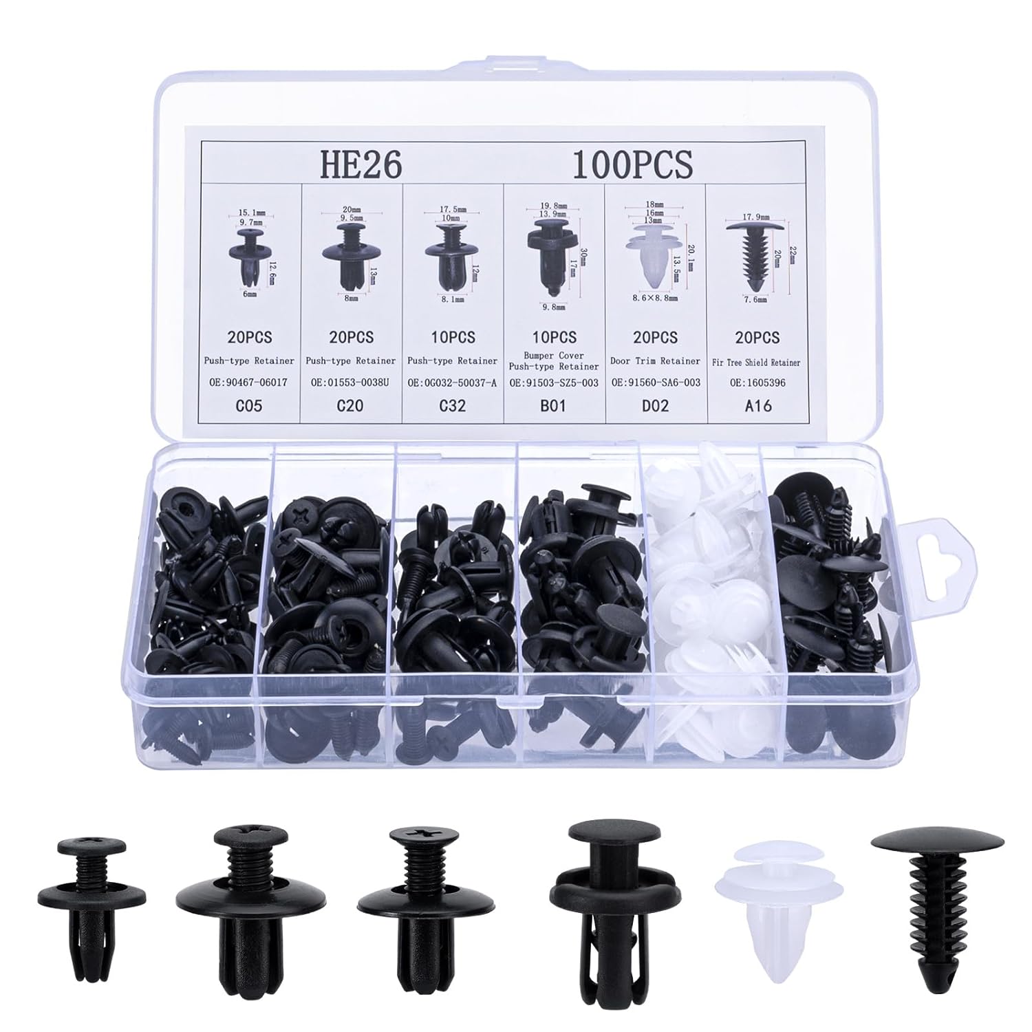 Kit de clips de fixation pour voiture, comprenant 6 types différents de ...